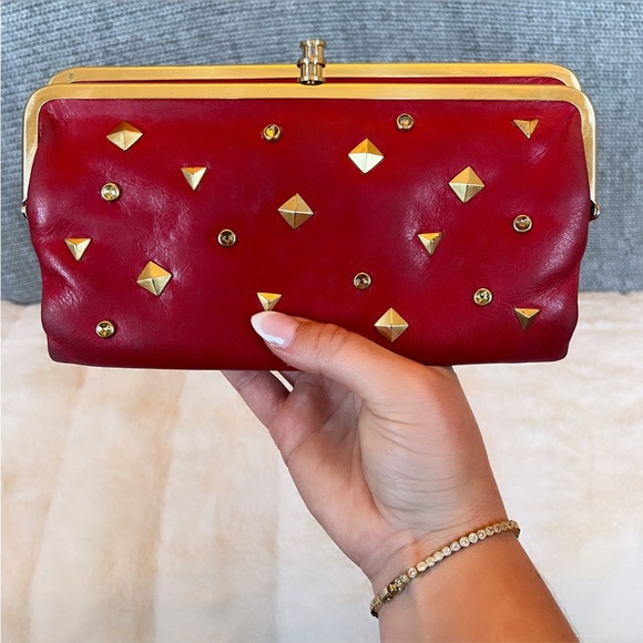 HOBO | Bags | Rare Hobo Red Leather With Gold Crystal Studs Lauren ...